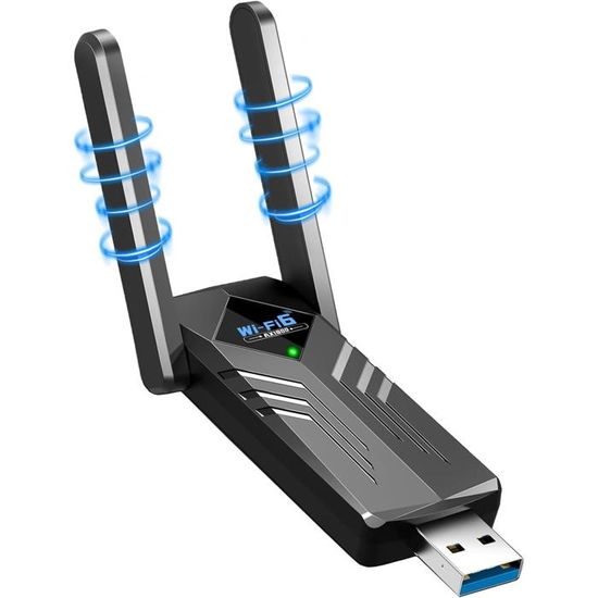 Clé WiFi USB pour PC Fixe, AX1800Mbps Adaptateur Dual Band 2.4GHz/5.0GHz USB 3.0 WiFi 6 ...