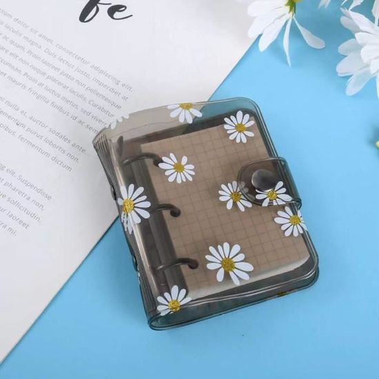 Noir - Mini Classeur Transparent en PVC à 3 Anneaux avec 80 Pochettes ...