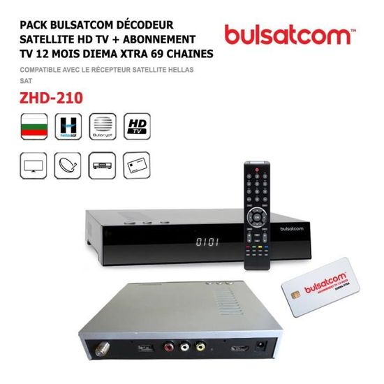 Décodeur Satellite HD - Bulsatcom - ZHD-210 - Abonnement 12 Mois - 69 ...