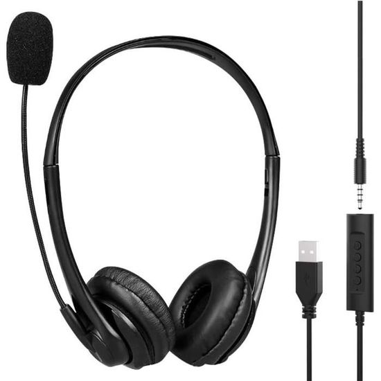 Kkshop Usb-3.5Mm Micro Casque Pc Filaire Téléphone Binaural, Computer ...