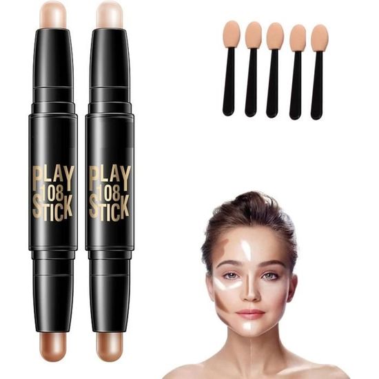 Makeup Stick Highlight & Contour,Bâton Contour 2 En 1,Stylo Correcteur ...