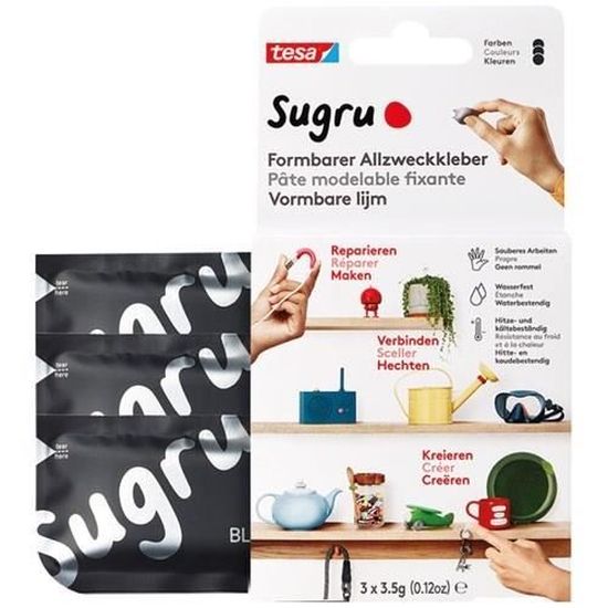 Pâte modelable - SUGRU - Noir - Fixante - 3 pastilles de 3.5g ...