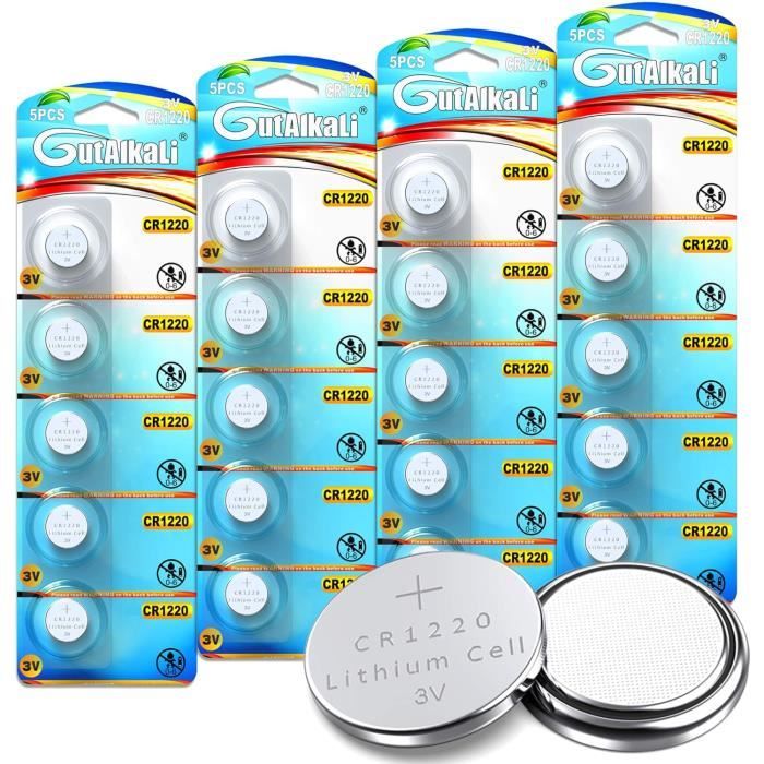 CR1220 Lithium 3V Batterie, Bouton de Pile Bouton électronique pour Jouets Calculatrices Montres ...