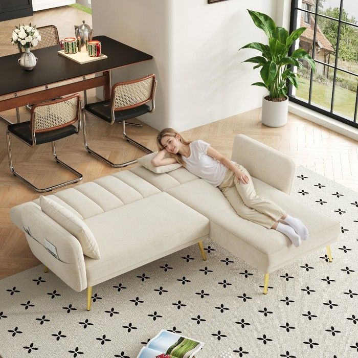 Canapé modulable multifonction avec fonction couchage, velours, 191 ...