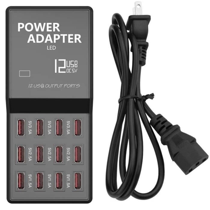 Type A-Chargeur de bureau USB 12 Ports 100W, Station de charge rapide ...
