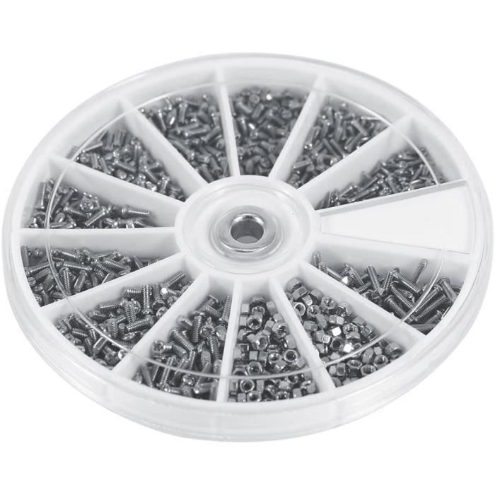 600 petites vis 12 types de mini vis Kit assortiment de écrous M1 M1.2 ...