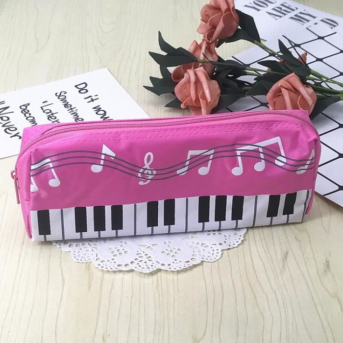 Rose - Music Notes Piano Keyboard Pencil Case Large Capacity Pen Bags ...
