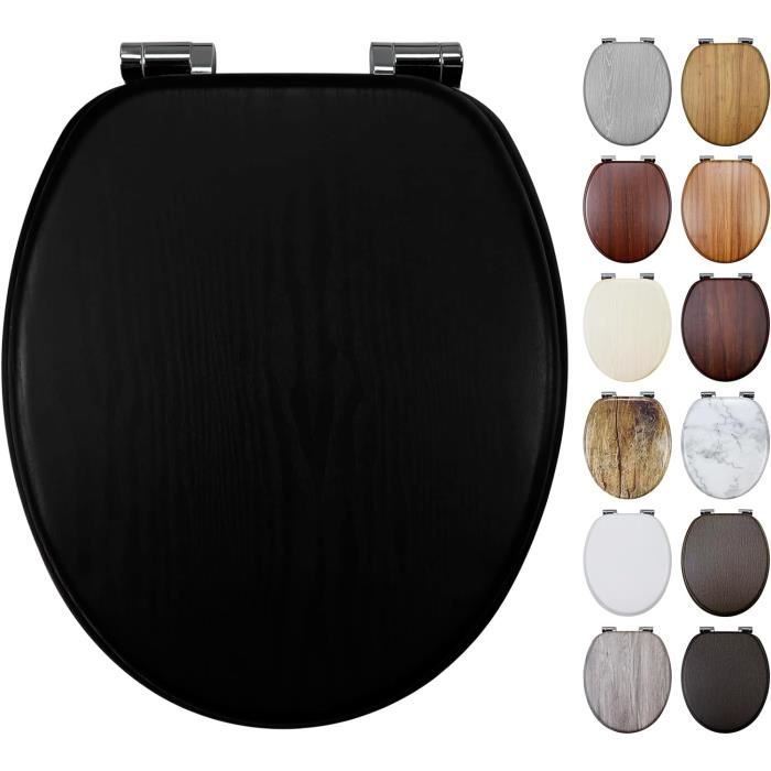 Abattant Wc Noir Et Bois
