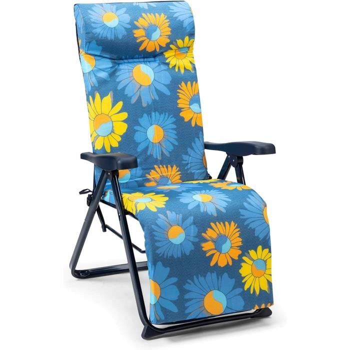 Fauteuil de Jardin Pliant Super Relax 6 Positions Chaise Longue ...