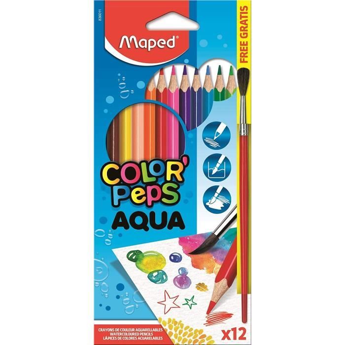 Color'Peps - Crayons de Coloriage Aqua pour Aquarelle Mine Résistante ...