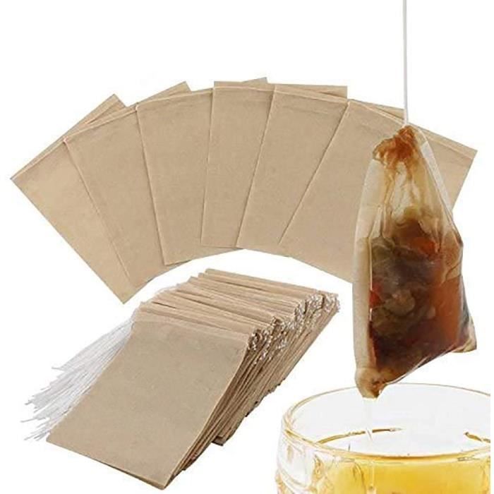 Lot de 300 sachets jetables en Papier avec Cordon de Serrage Forte pénétration pour thé en Vrac ...