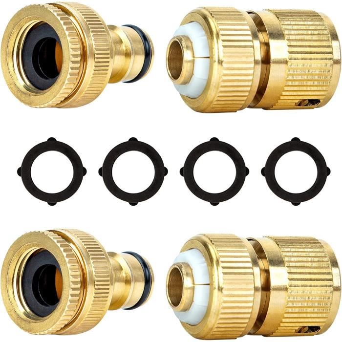 2 Ensembles De Raccords De Tuyau D'arrosage en Laiton De 1-2 po Kit, Rapide Adaptateur de ...
