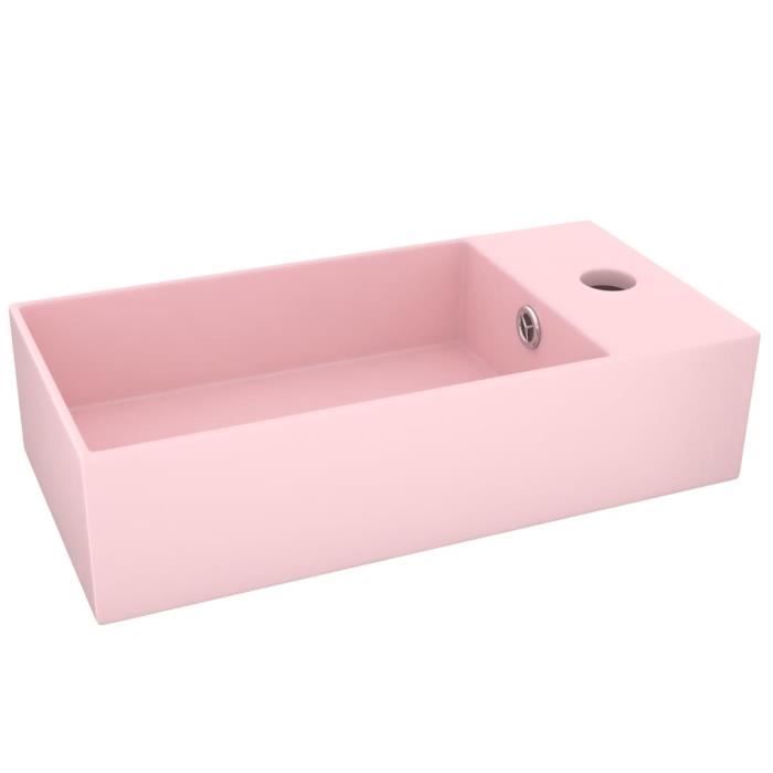 Lavabo de salle de bain avec trop-plein Céramique Rose -ROE - Cdiscount ...