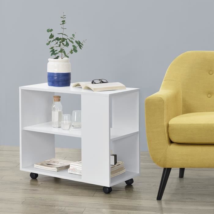 Table Basse à Roulettes Vérouillables Älvdalen 60 x 70 x 35 cm Blanc ...