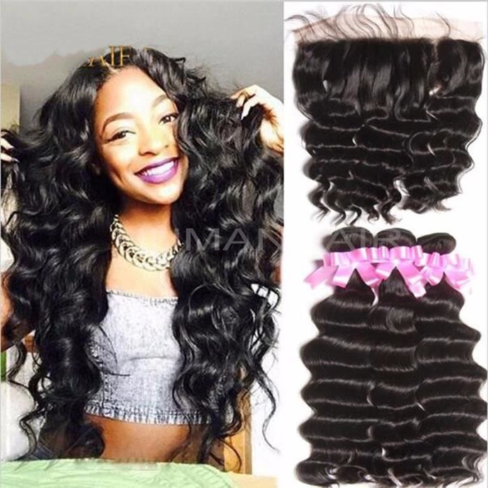 (Lace Frontal 12 closure 14 16 18 LOT 3 Tissage) Brésiliens NATURAL ...