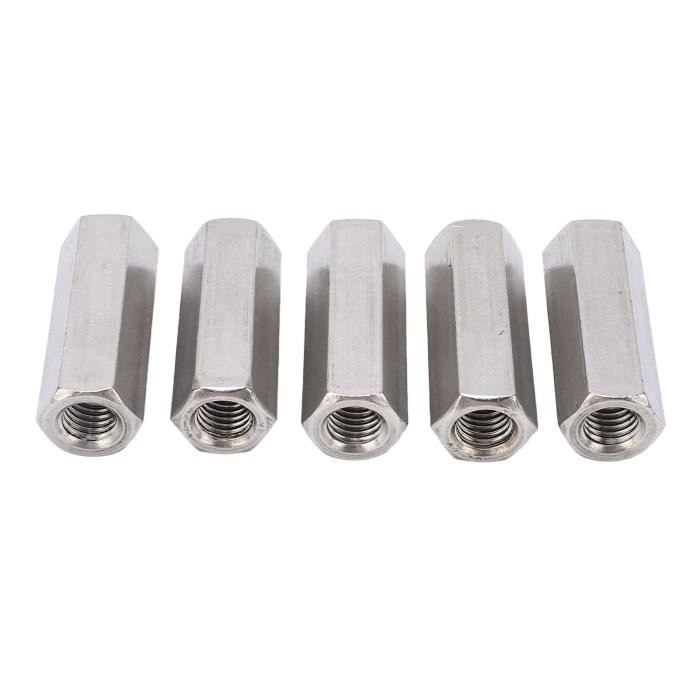 HURRISE Écrou d'accouplement hexagonal M12 5 pièces argent M12 écrou d'accouplement hexagonal ...