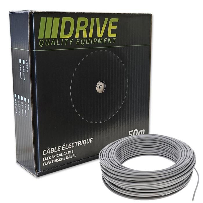 FIL ELECTRIQUE SOUPLE BOITE DE 50 METRES - dtail : SECTION 1.5 MM² GRIS ...