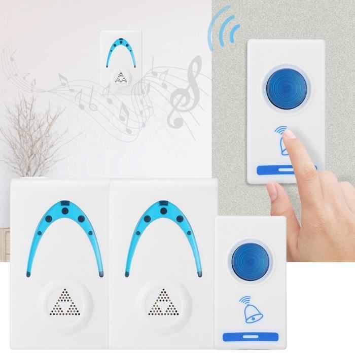 LEH Sonnette de porte sans fil 32 mélodies 1 bouton à distance 2 ...