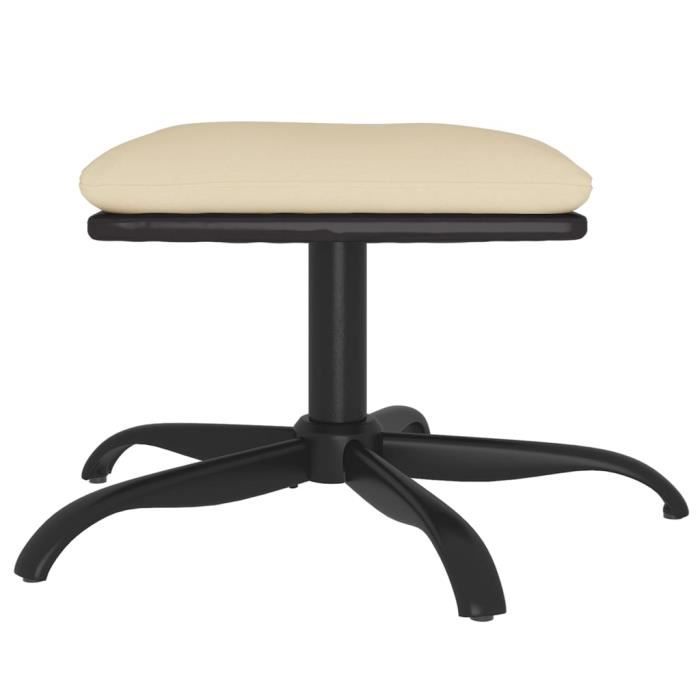 Repose-pied Crème en Tissu et Similicuir - QQMORA - MUK96160 ...