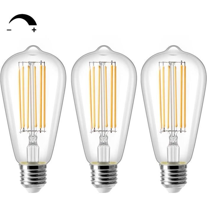 10W Ampoule Led Edison,E27 St64 Dimmable Ampoule À Filament Vintage,Equivalent À 100W,Blanc ...