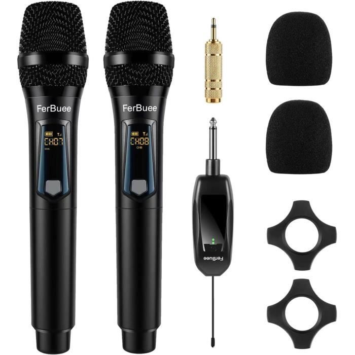 Uhf Microphone Sans Fil Micro Dynamique À Main Double Avec Récepteur ...