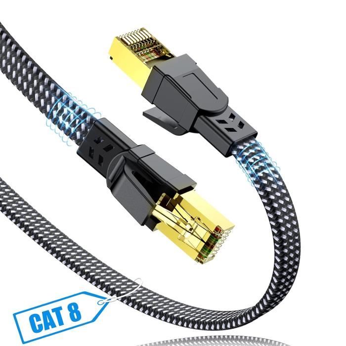 Cat 8 Câble Ethernet Rj45 Réseau Haut Débit 40Gbps 2000Mhz Sftp Compatible Avec Ps5 Ps4 Pc Tv ...
