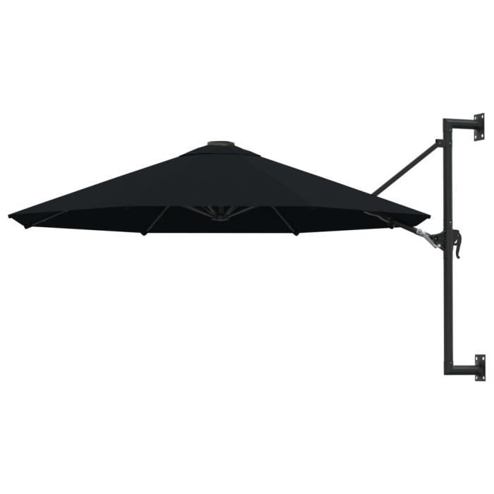 PAL Parasol mural avec mât en métal 300 cm Noir - Cdiscount Jardin