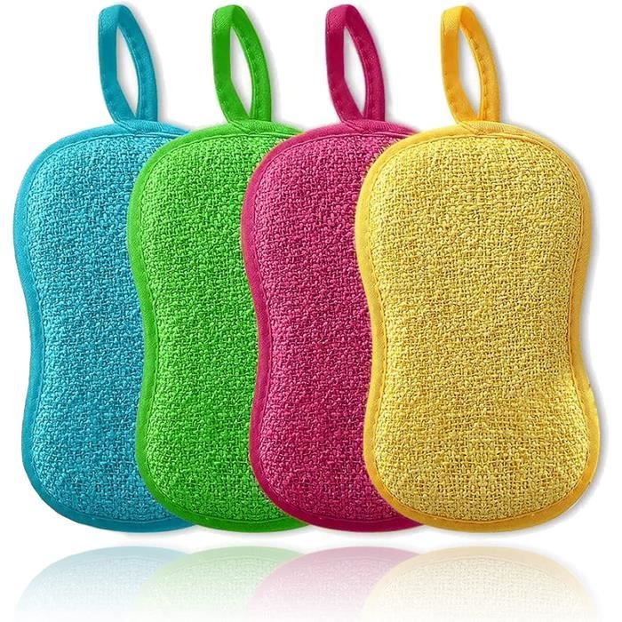 4 PCS Eponge Reutilisable Lavable,YSTP Eponge Vaisselle Microfibre Double Face éponge Lavable ...
