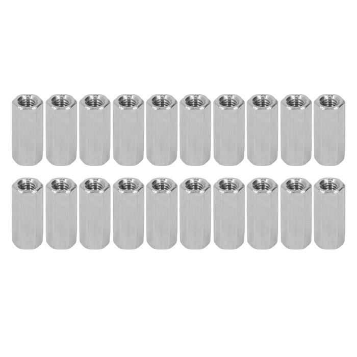 Zerone écrou d'accouplement à tige hexagonale 20 pièces écrou d'accouplement hexagonal M6x1 ...
