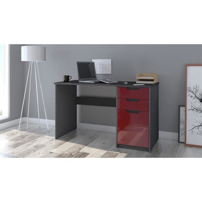 Vladon Bureau Table informatique Logan- Corps en Noir mat - Façades en ...