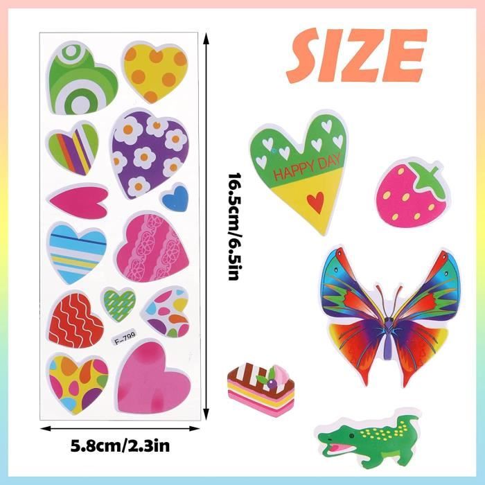 Autocollant 3D pour Enfants, 40 Feuilles Gommettes Autocollantes ...