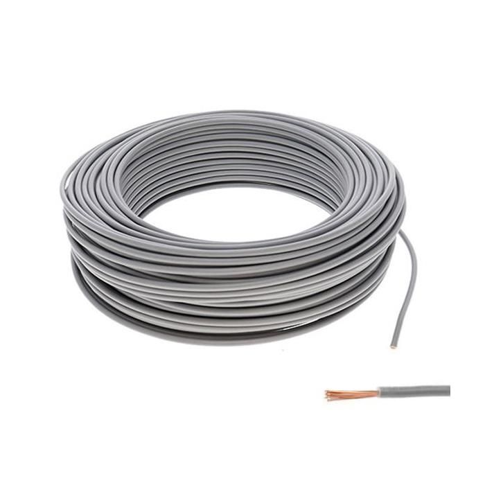 FIL ELECTRIQUE SOUPLE BOITE DE 50 METRES - dtail : SECTION 1.5 MM² GRIS ...