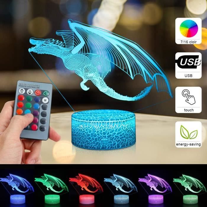 Dragon Lighting Décor Cute Dragon Night Light Chambre Lampe De Table 16 ...