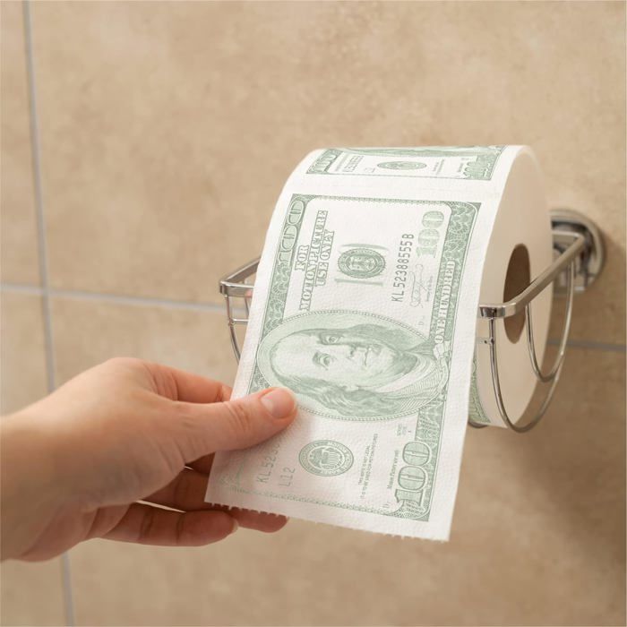 PAPIER TOILETTE-Scratch Cash Toilet Paper – Billets sur papier toilette ...