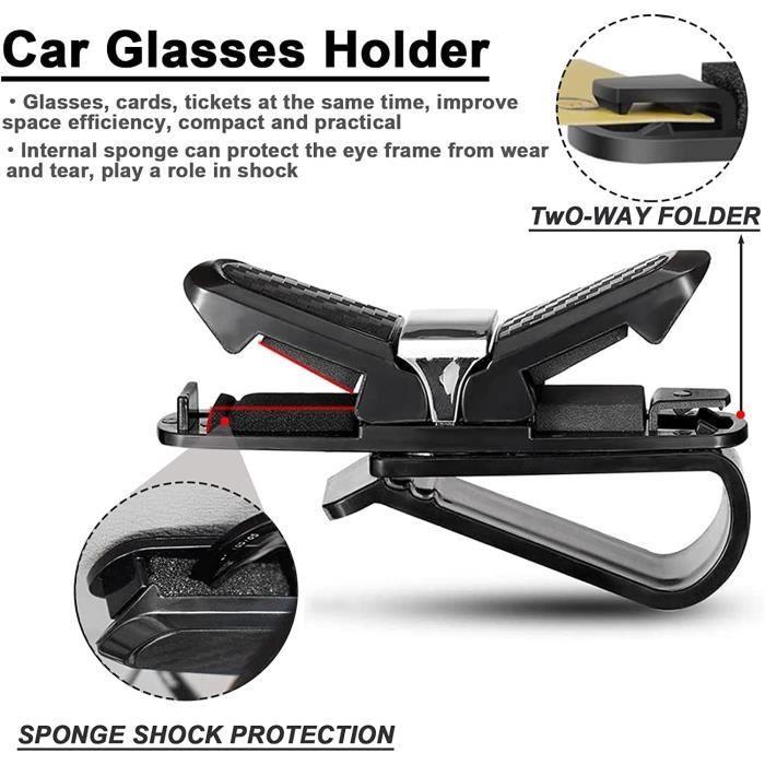 Porte Lunettes pour Voiture 4 Pièces Support Lunette Voiture Clip ...
