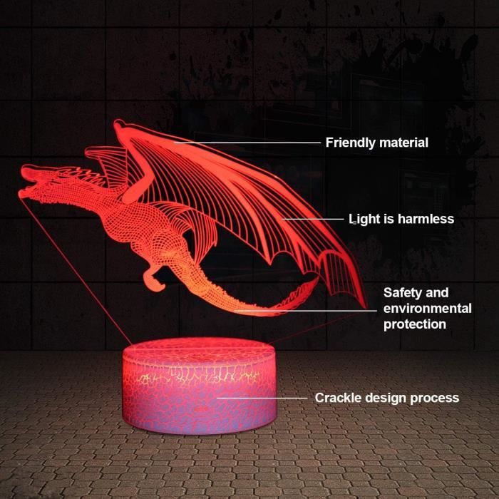 Dragon Lighting Décor Cute Dragon Night Light Chambre Lampe De Table 16 ...