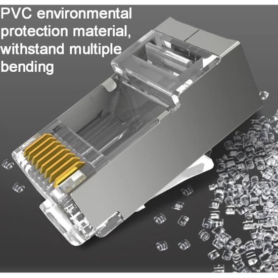 12 Pièces Connecteurs RJ45 blindés en métal CAT6 Fiche modulaire ...