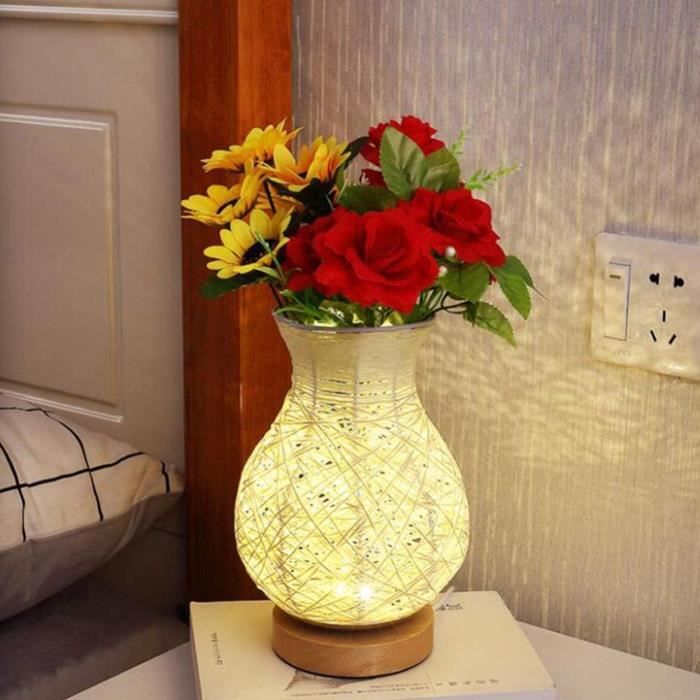 Lampe de chevet - OMABETA - Vase en rotin - Rechargeable USB - Lumière ...