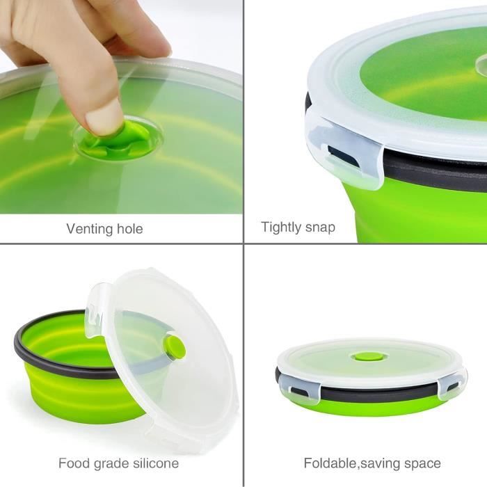 Boite Alimentaire Pliable, 500 Ml Boîte À Lunch Pliante En Silicone ...