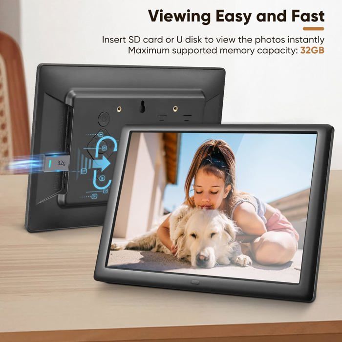 Cadre photo numérique 10 pouces - DEBSY - Écran IPS - 1280x800 - 16:10 ...