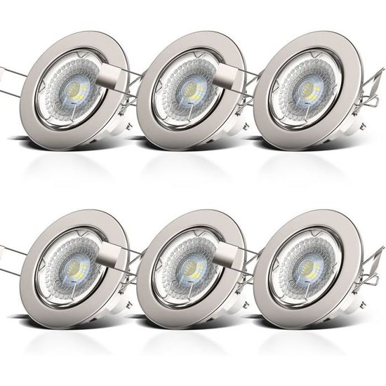 TRAHOO-lot de 6 spots LED encastrables orientables dimmables, ampoules 6x5,5W incluses, GU10 ...