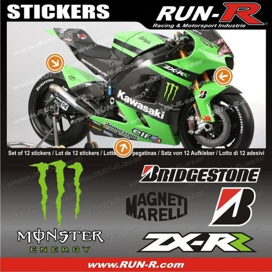 12 stickers MOTO GP pour KAWASAKI ZXR - Achat / Vente décoration ...