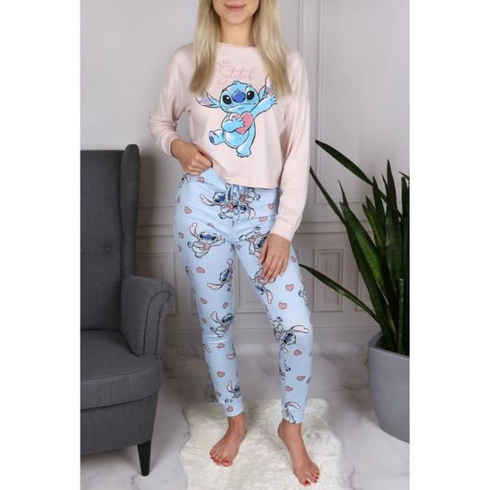 Stitch Disney Pyjama femme manches longues bleu et rose Bleu, Rose ...