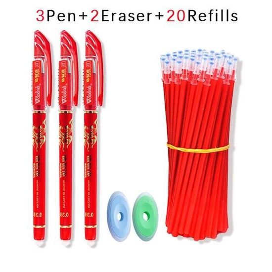 STYLO,25pcs red set--Stylos à Gel effaçables Kawaii, 25 pièces-ensemble ...
