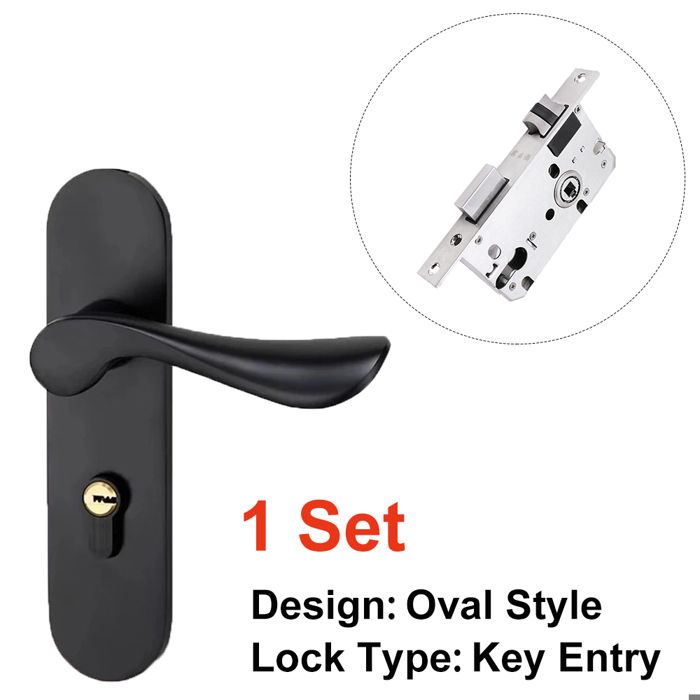 Ensemble de poignées de porte en aluminium noir/argent,avec clé pour ... Ensemble de poignées de porte en aluminium noir/argent,avec clé pour ...