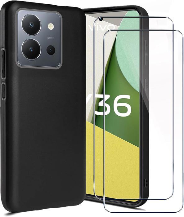 Kit de Protection Vivo Y27 5G : Coque Souple Noir et Verre Trempé ...