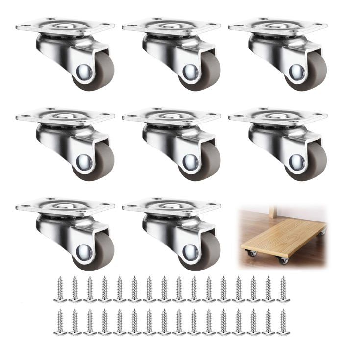 8Pcs Petite Roulette Meuble, Roulettes pour Meubles Pivotantes à 360 ...