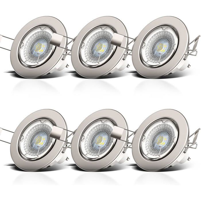 TRAHOO-lot de 6 spots LED encastrables orientables dimmables, ampoules 6x5,5W incluses, GU10 ...