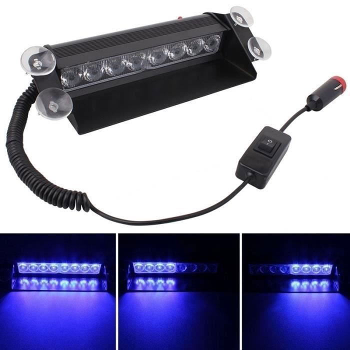 Gyrophare voiture 8W 800LM 8-LED Bleu Lumière 3-Modes Angle Réglable ...