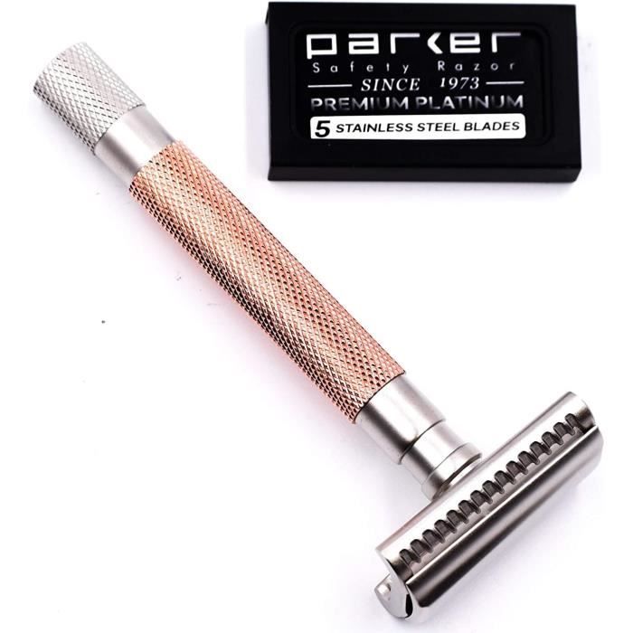 Rasoir de sécurité semi-incliné de Parker et 5 lames de rasoir à double ...